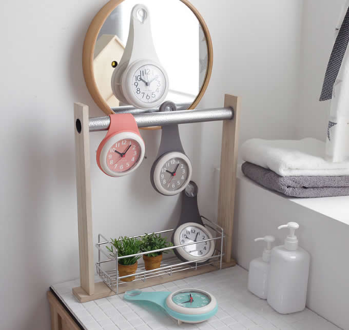 Waterproof Bathroom Clock With Suction Cup Feelt