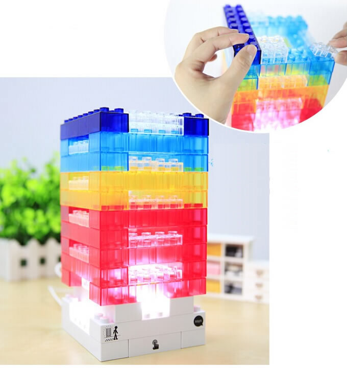 USB Diy Building Block Style Touch Sensor Desk Lamp - FeelGift
